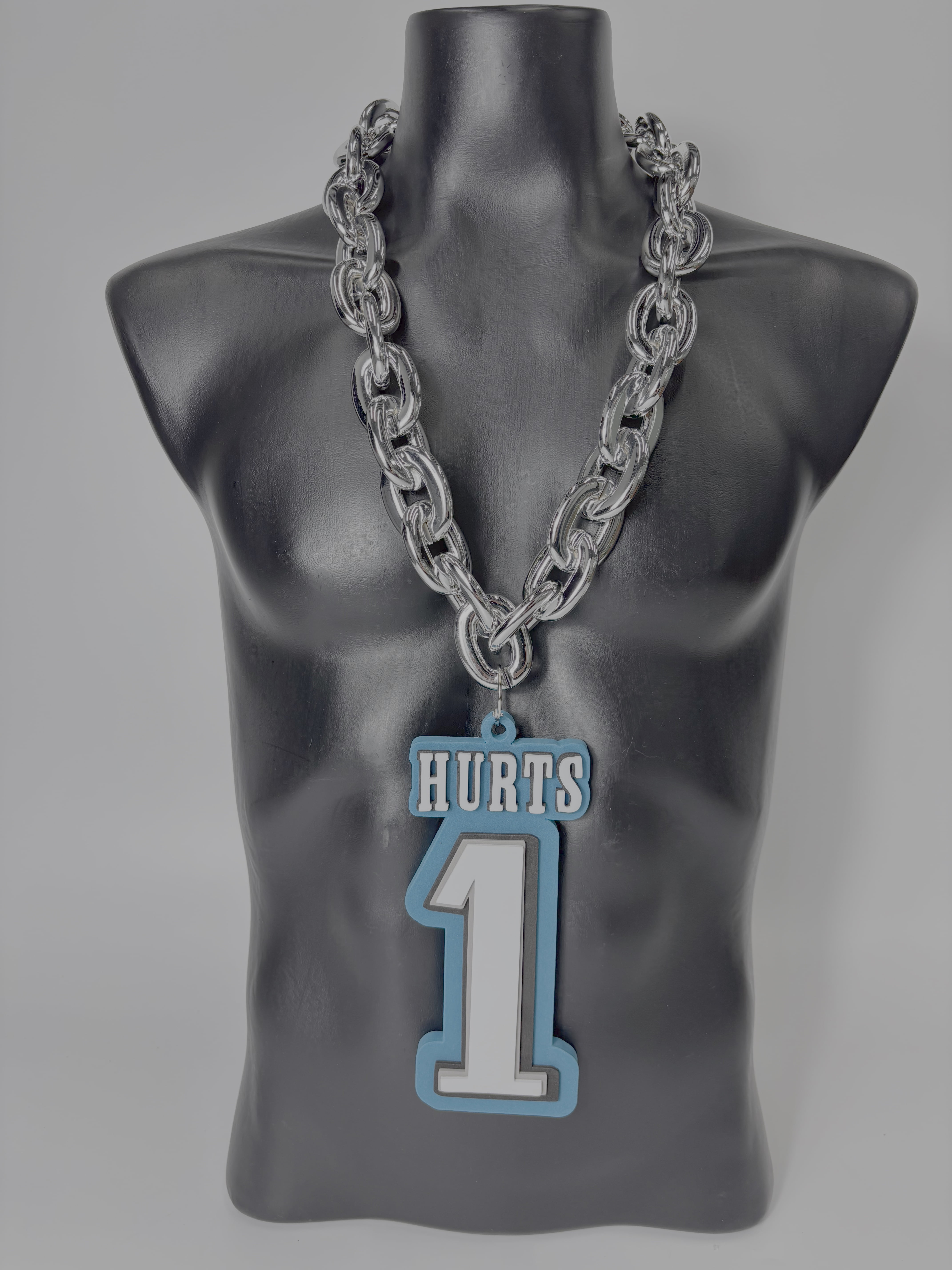 Hurts #1 Big Chain Necklace | 3.5” x 8” EVO Foam Pendant | Silver ...