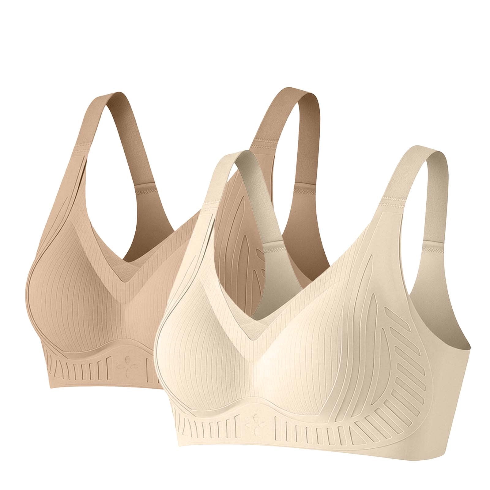 Hurxie 2 Piece Bras for Women No Underwire Wireless Bra with Support ...