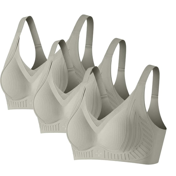 Hurxie 3 Pack Wireless Seamless Bras for Women No Underwire Wavy V Neck ...