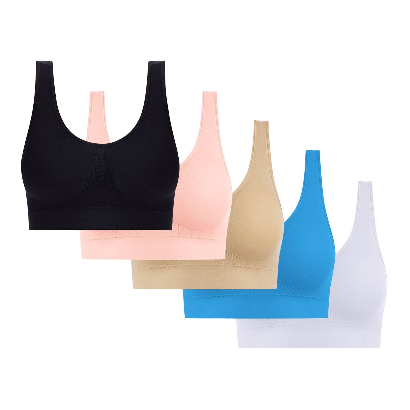 Hurxie Bird Women's 5 Pack Seamless Comfortable Sports Bra Pink ,3XL ...
