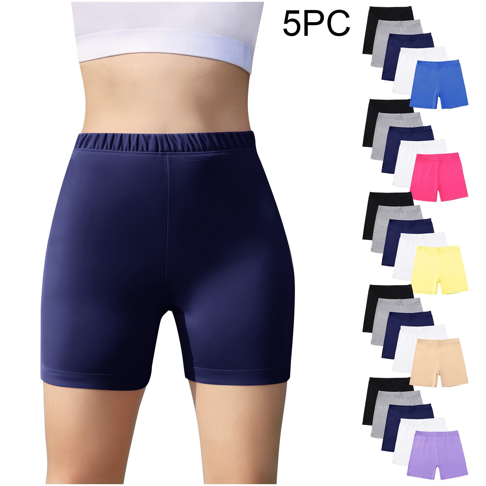 Hurxie Deals 5 Pack Cotton Cartwheel Shorts for Girls Bike Shorts Under ...
