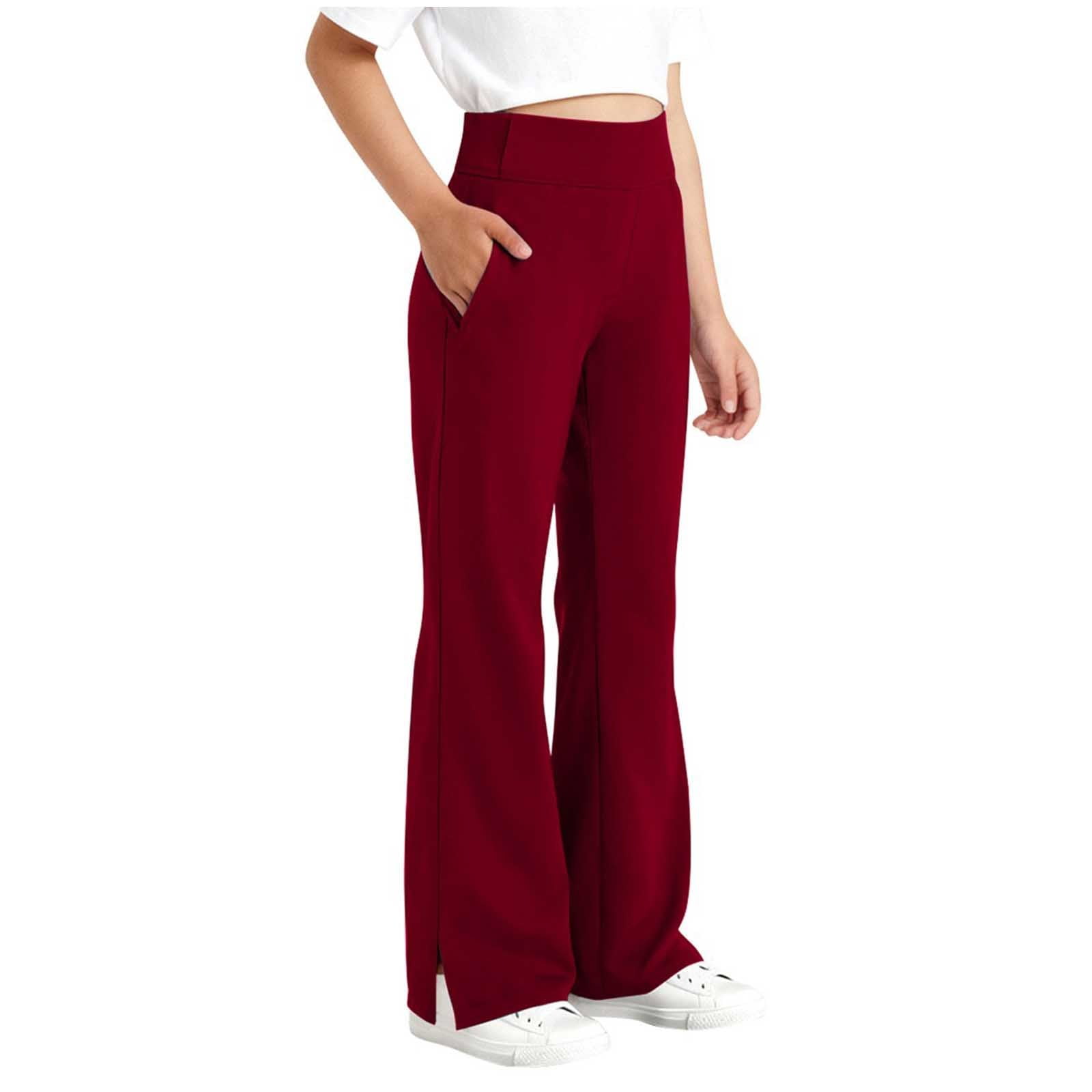 Hurxie Girls Flare Leggings Split Hem Elastic Yoga Kids Casual Bell ...