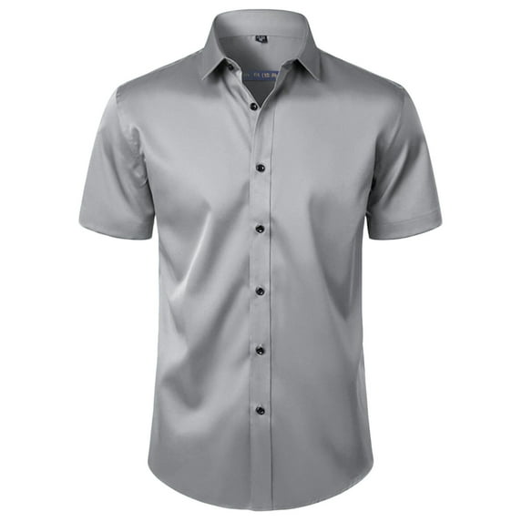 Hurxie Men's Casual Button Down Shirt Short Sleeve Button Up Business ...