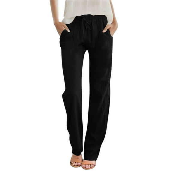 Hurxie Women Casual Linen Pants Drawstring Fall Lounge Beach Summer ...