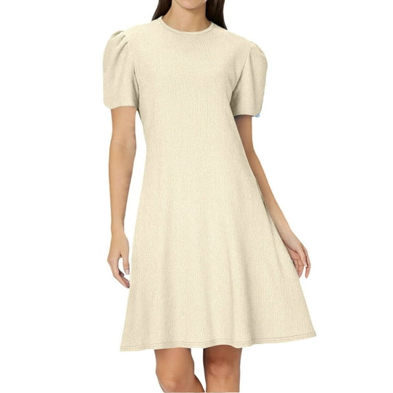 Hurxie Women Summer Dress Short Sleeve Casual Flowy Tiered Beach Long ...