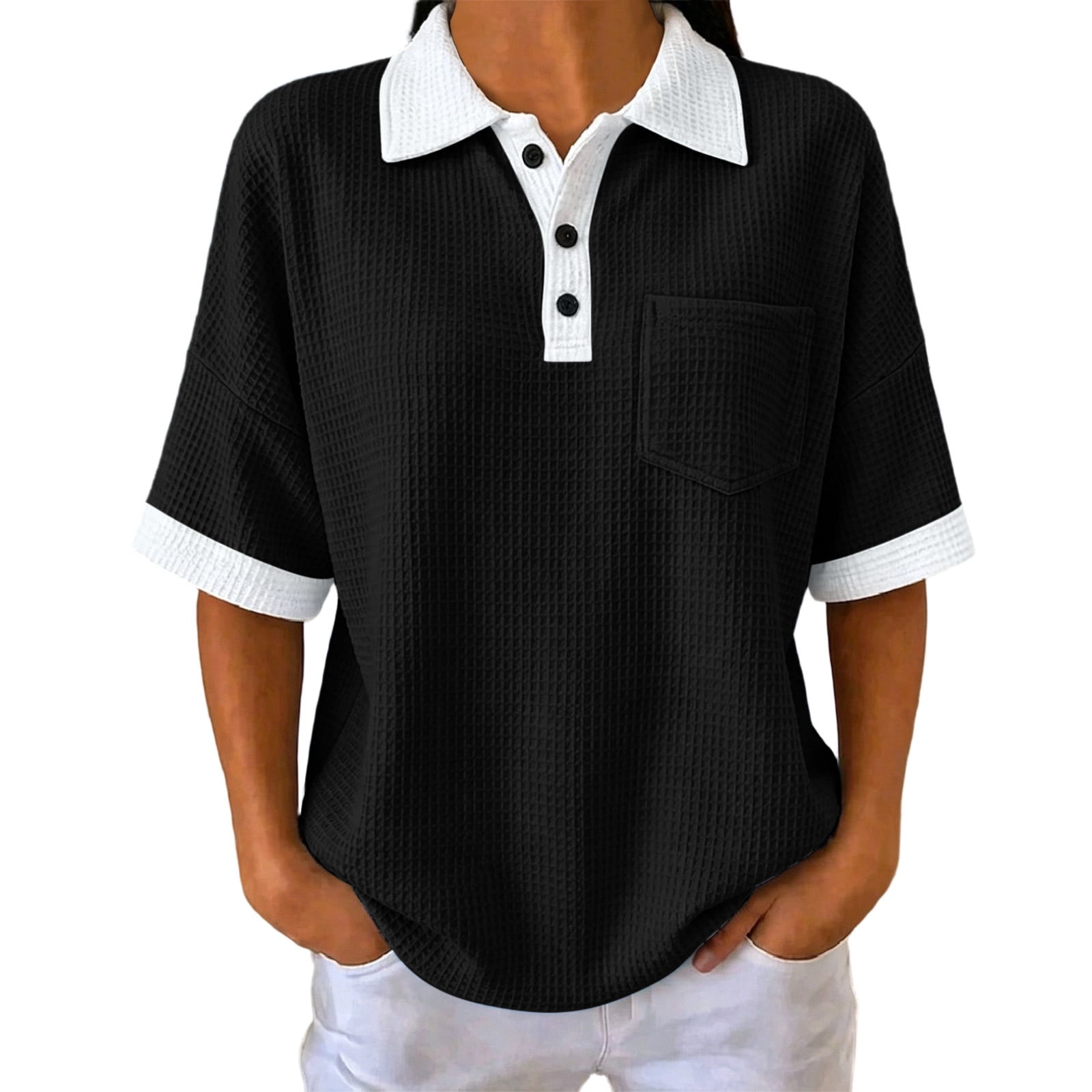 Hurxie Women's Old Money Half Button Golf Shirts Elegant Collared Tops ...