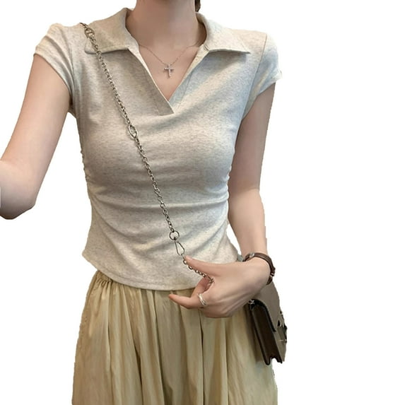 Hurxie Womens Basic Tees Summer Short Sleeve Shirts Slim Fit Tight T ...