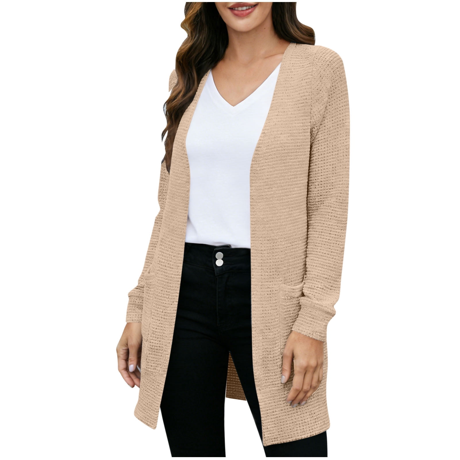 Hurxie Womens Oversized Long Cardigan Sweater Fall Trendy Chunky Waffle ...