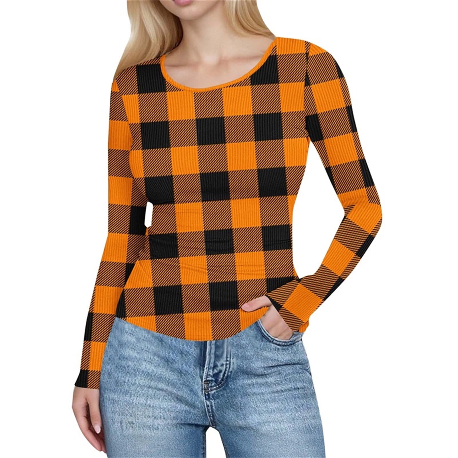 Hurxie Womens Striped Long Sleeve Shirts Fall Outfits Color Block Tops ...