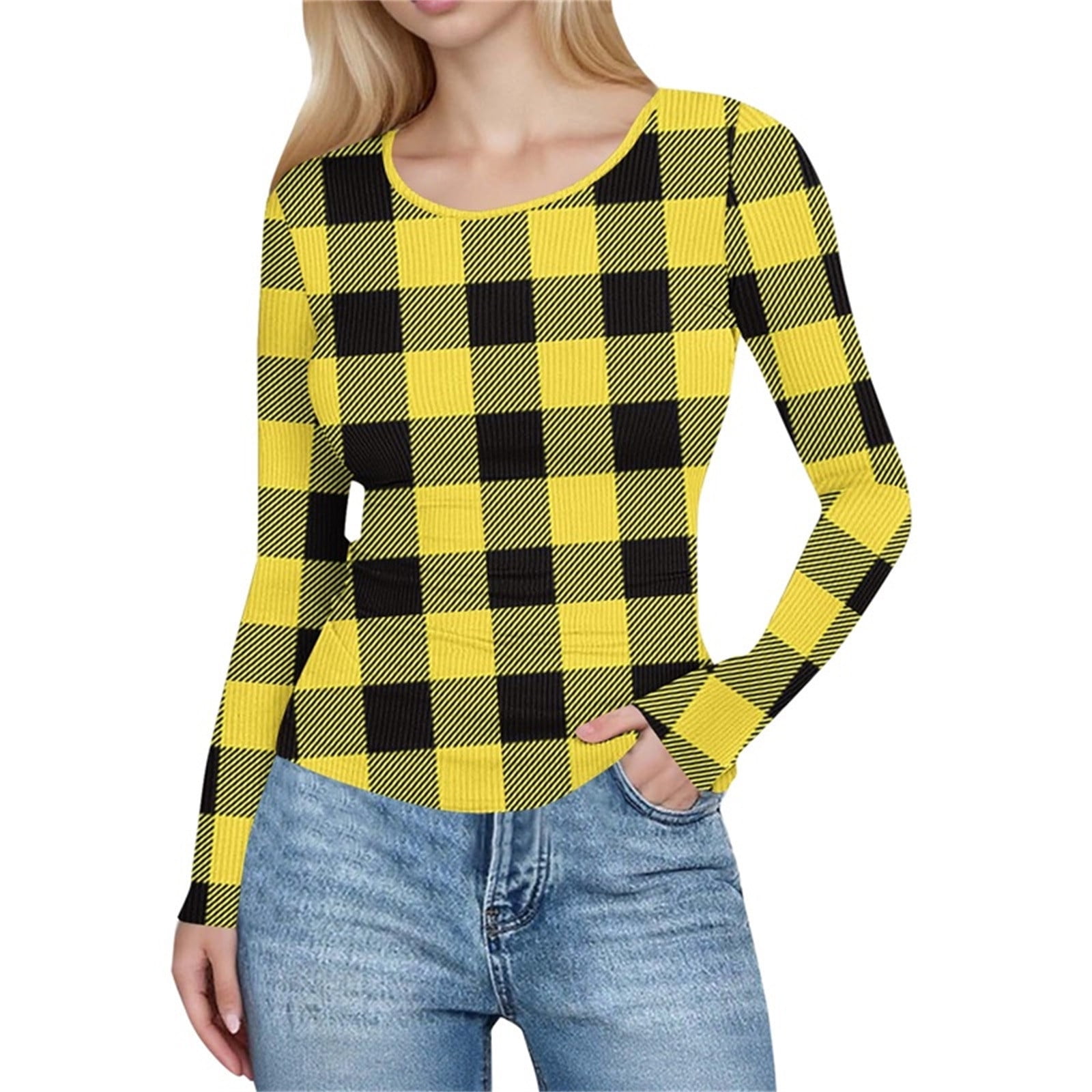 Hurxie Womens Striped Long Sleeve Shirts Fall Outfits Color Block Tops ...