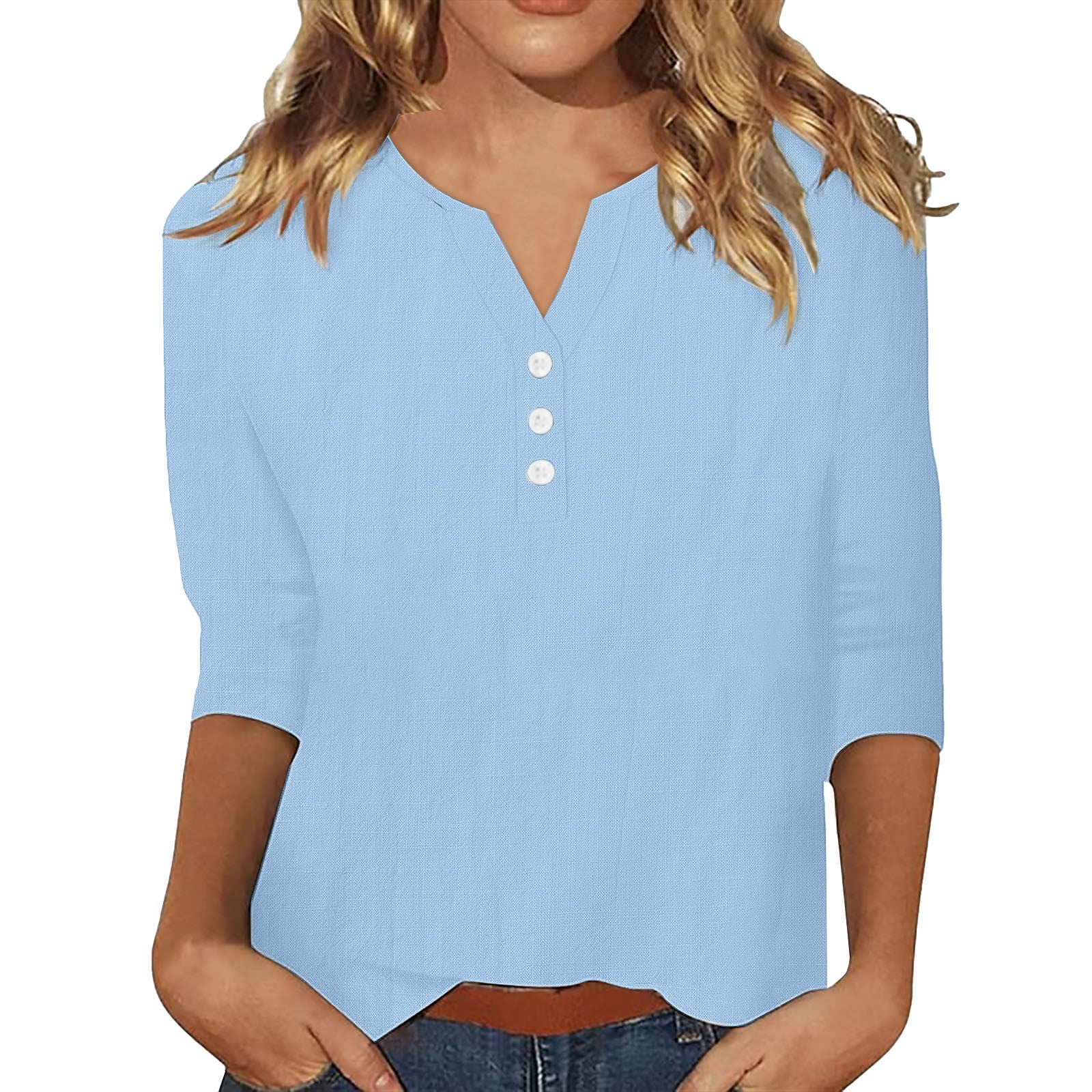 Hurxie Womens Summer Tops V Neck Short Sleeve Shirts Dressy Casual ...