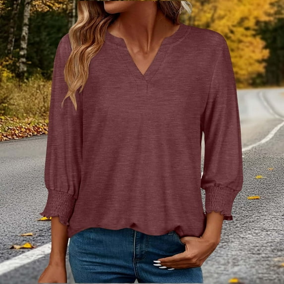 Hurxie Womens Tops 3/4 Sleeve Dressy Casual Shirts Fall Outfits Travel ...