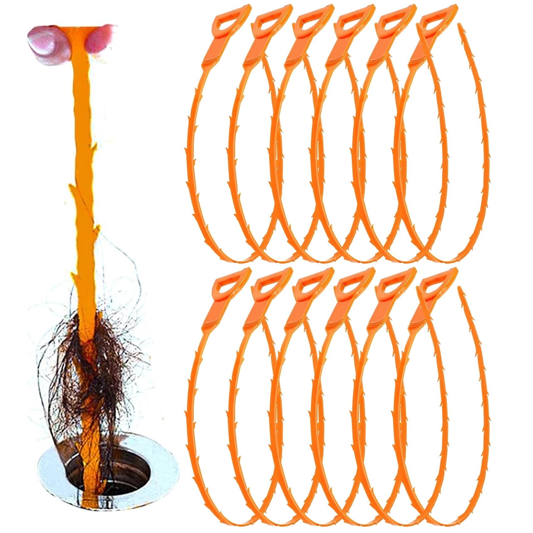 Huryfox 12 Packs Drain Clog Remover Tool – Flexible Drain Cleaner for ...