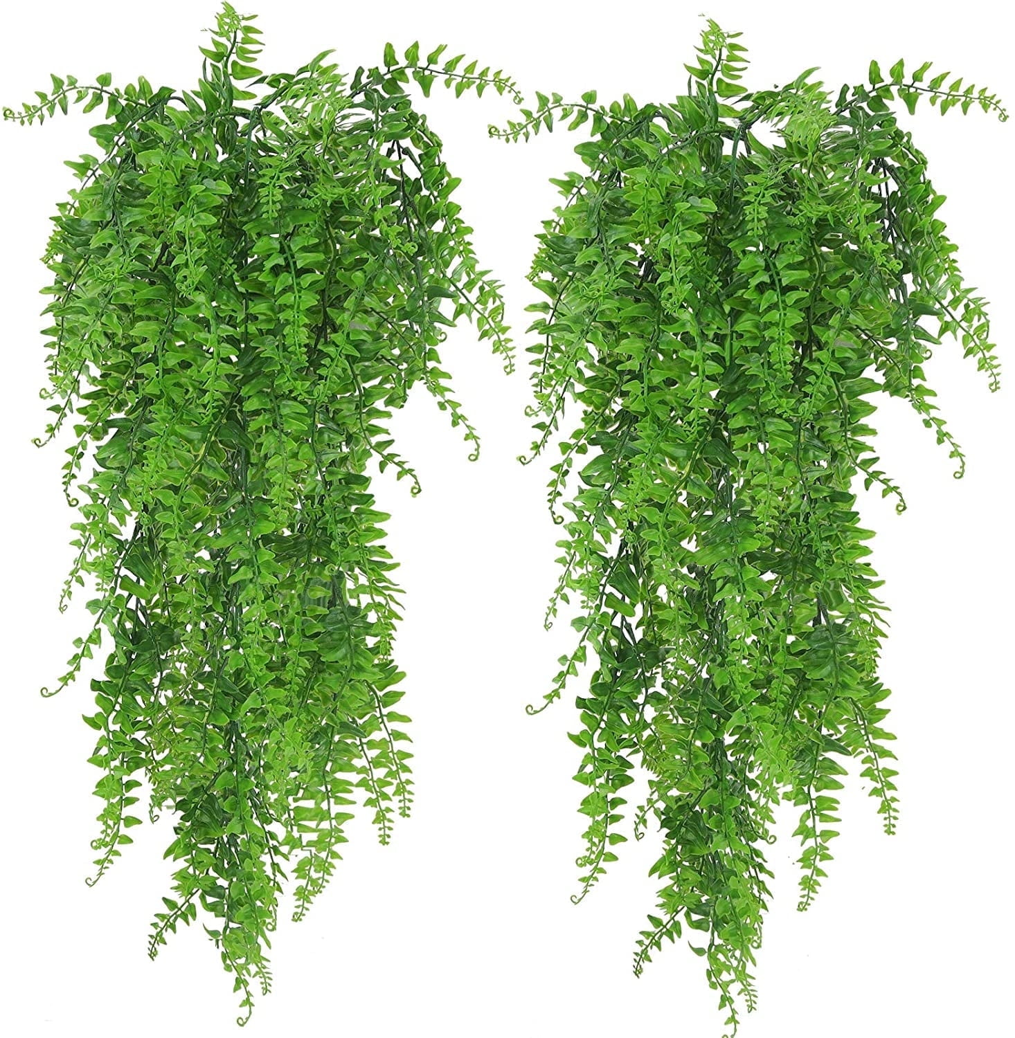 Huryfox 2 Packs Artificial Hanging Plants- Faux Foliage Greenery Home ...