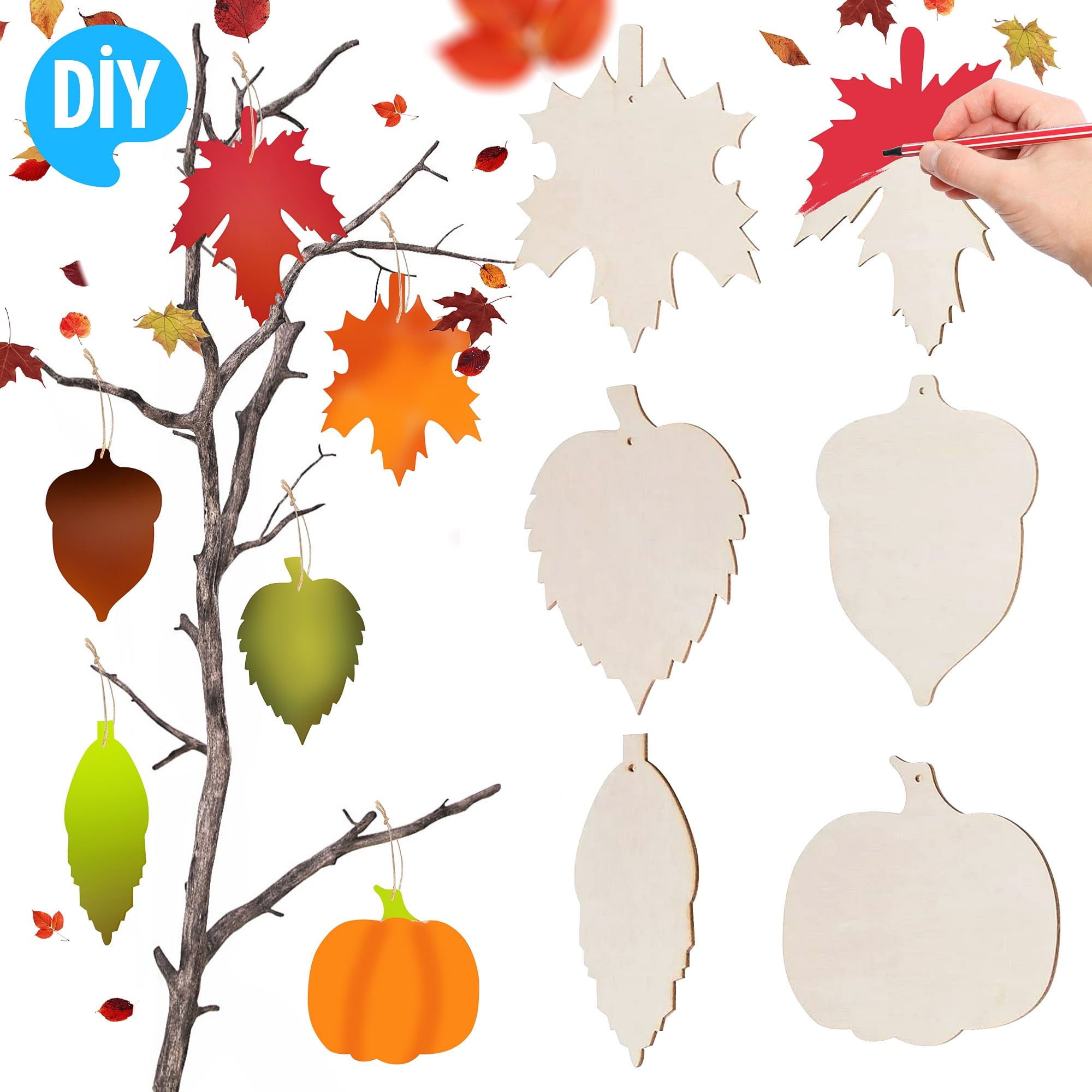 Huryfox 60 PCs Maple Leaf Ornament Fall Seasonal Decoration for Garden ...