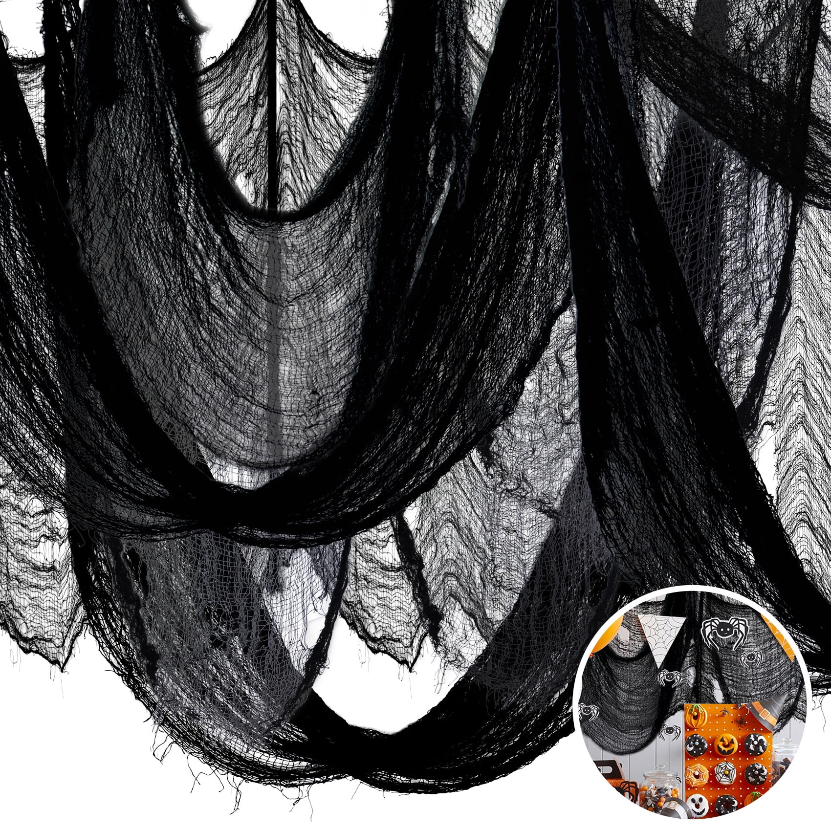 Huryfox Halloween Creepy Cloth Decoration Extra Large 180 x 30in Black ...