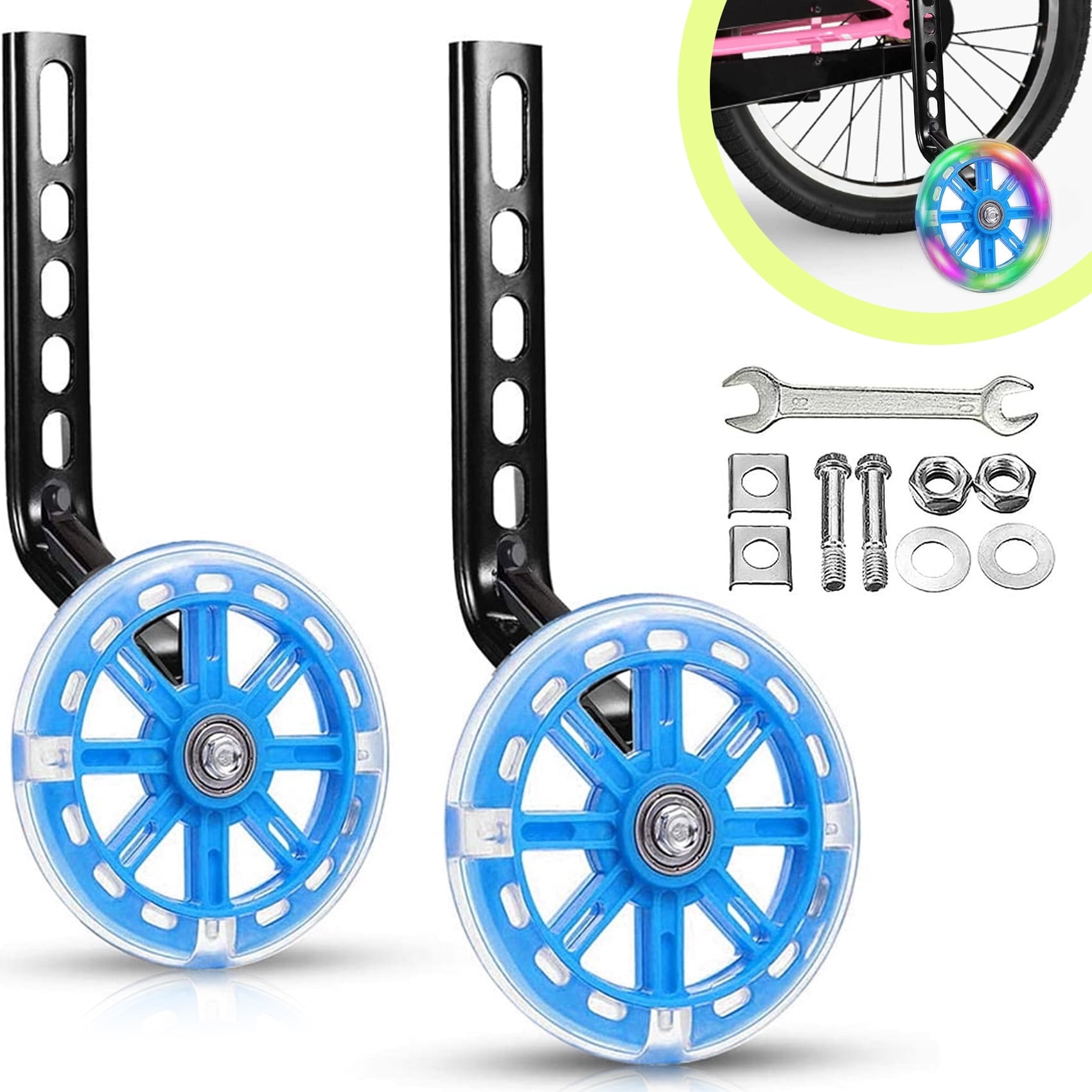 Huryfox Reusable 12-20" Adjustable Flashing Silent Training Wheels ...