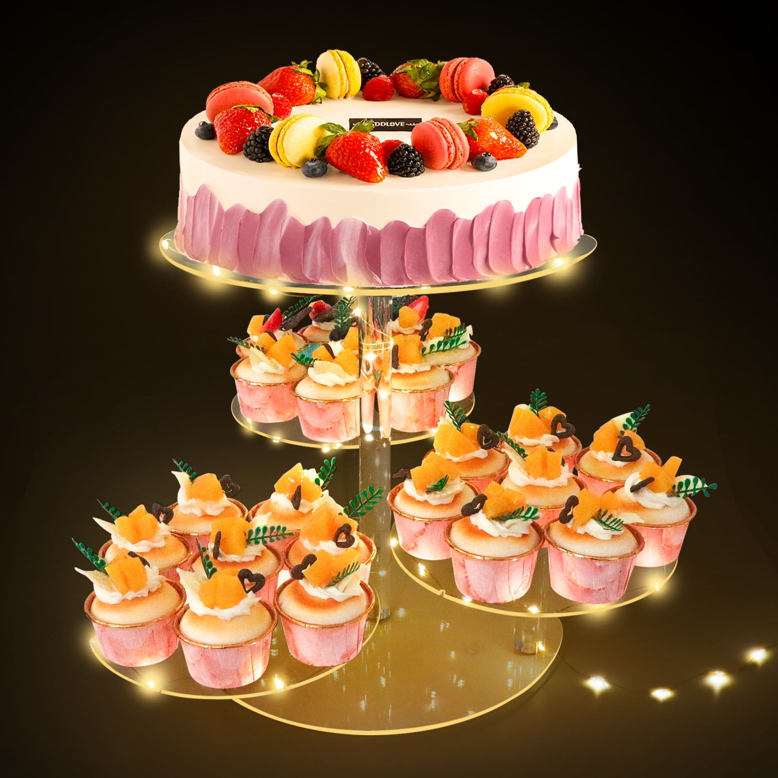 Hurzmoro 4-Tier Acrylic Cake Display Tower with LED Light - Ideal for ...