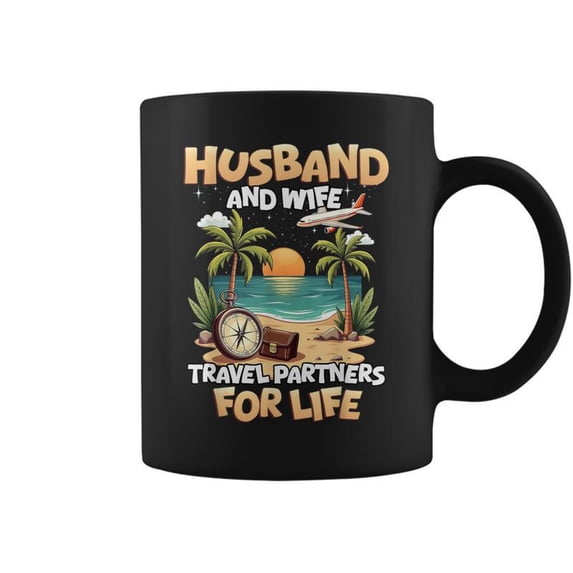 Husband And Wife Travel Partners Beach Matching Couples Coffee Mugs ...