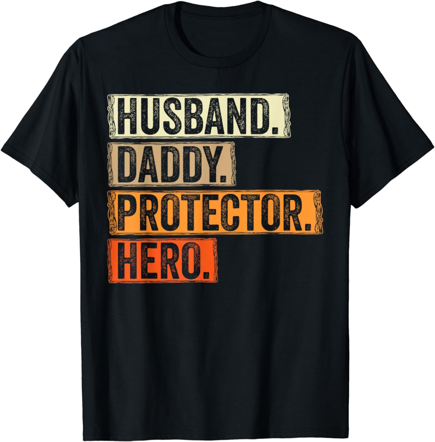 Husband Daddy Protector Hero Men Fathers Day Funny Father T-Shirt ...