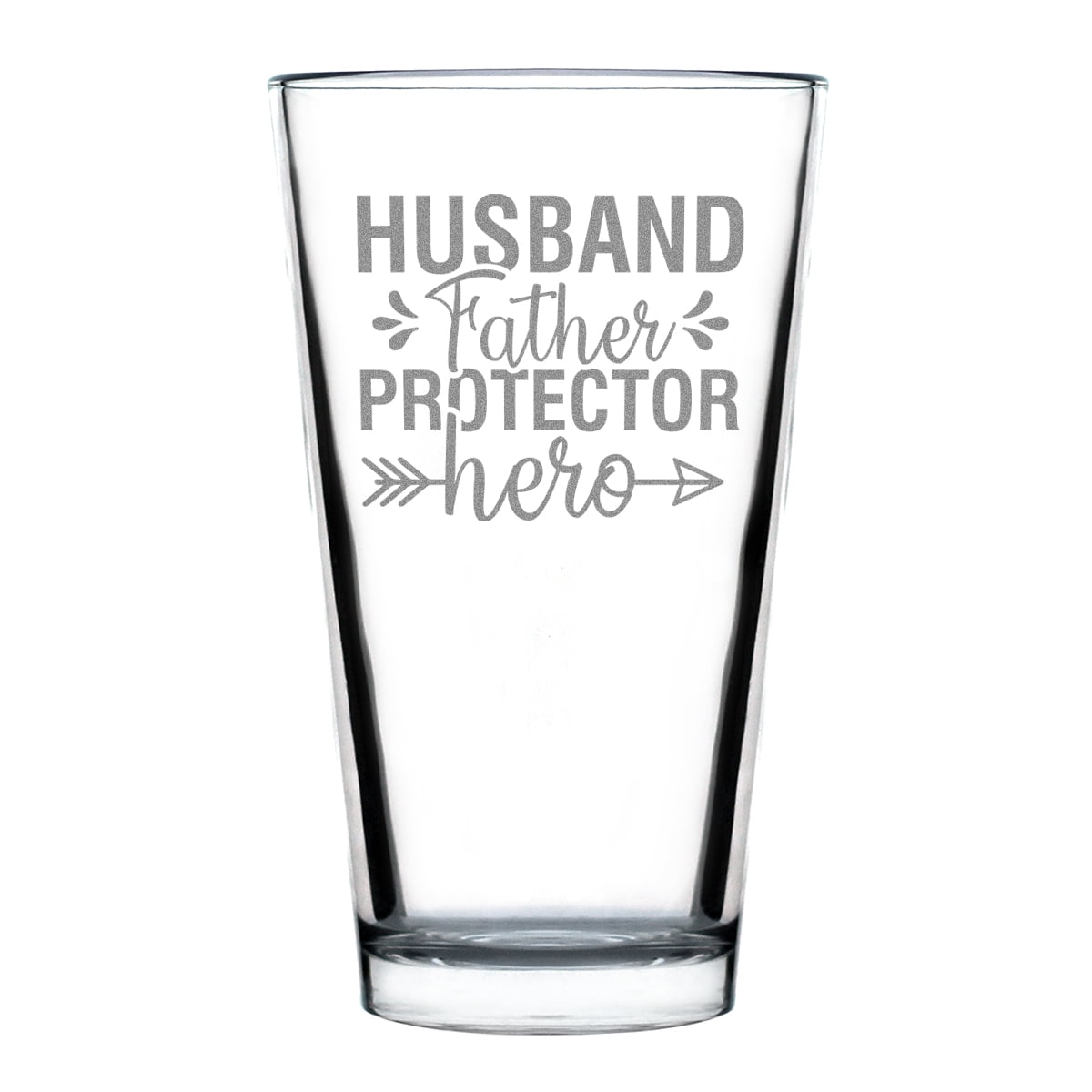 Husband Father Protector Hero Pint Glass, Hand Engraved 16oz Perfect ...