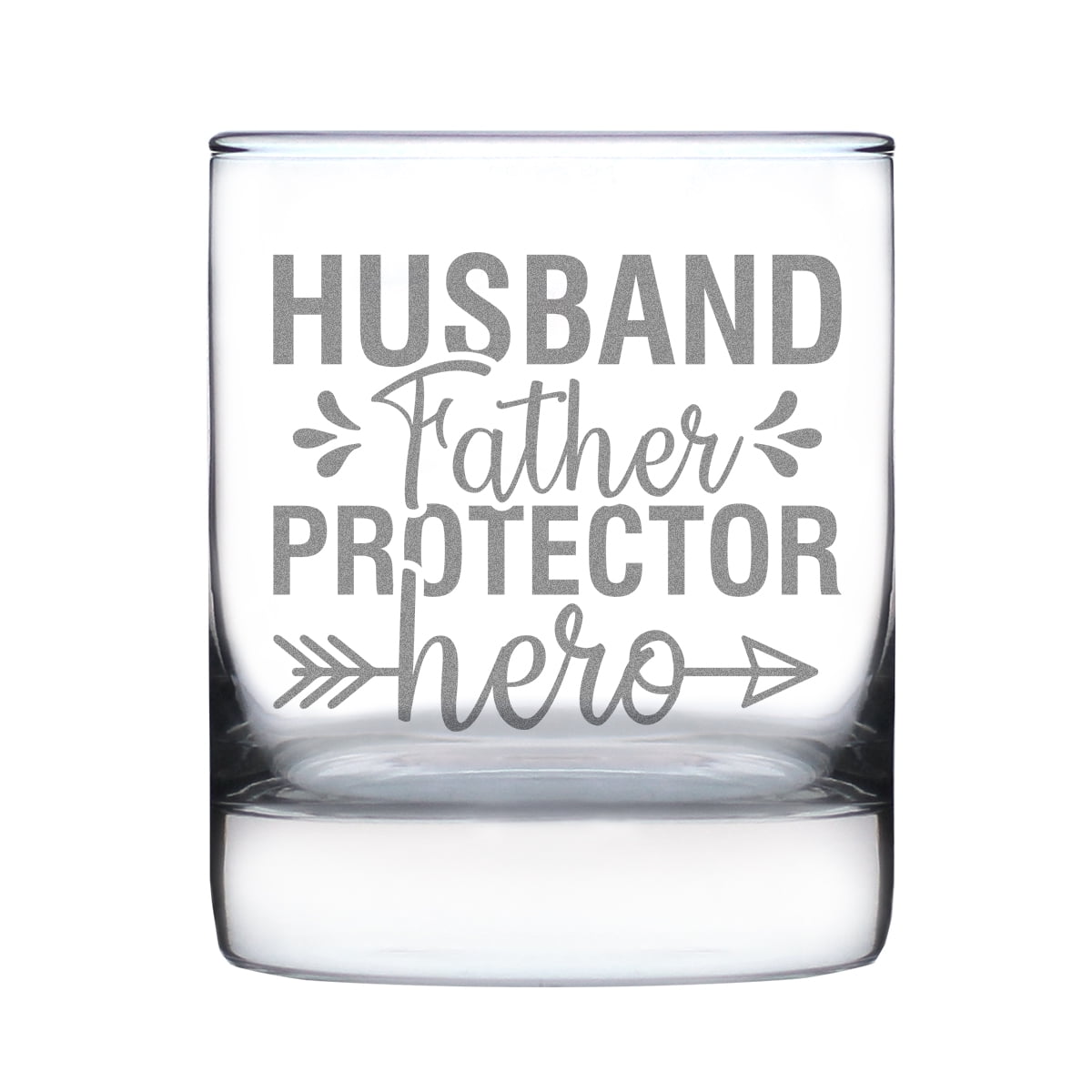 Husband Father Protector Hero Rocks Glass, Hand Engraved Gift for Dad ...