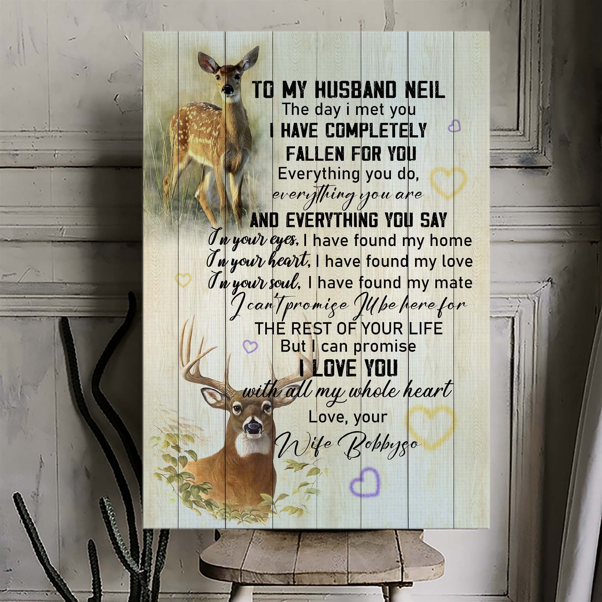 To My Husband Neil Canvas Wall Art – Romantic Love Letter Gift ...