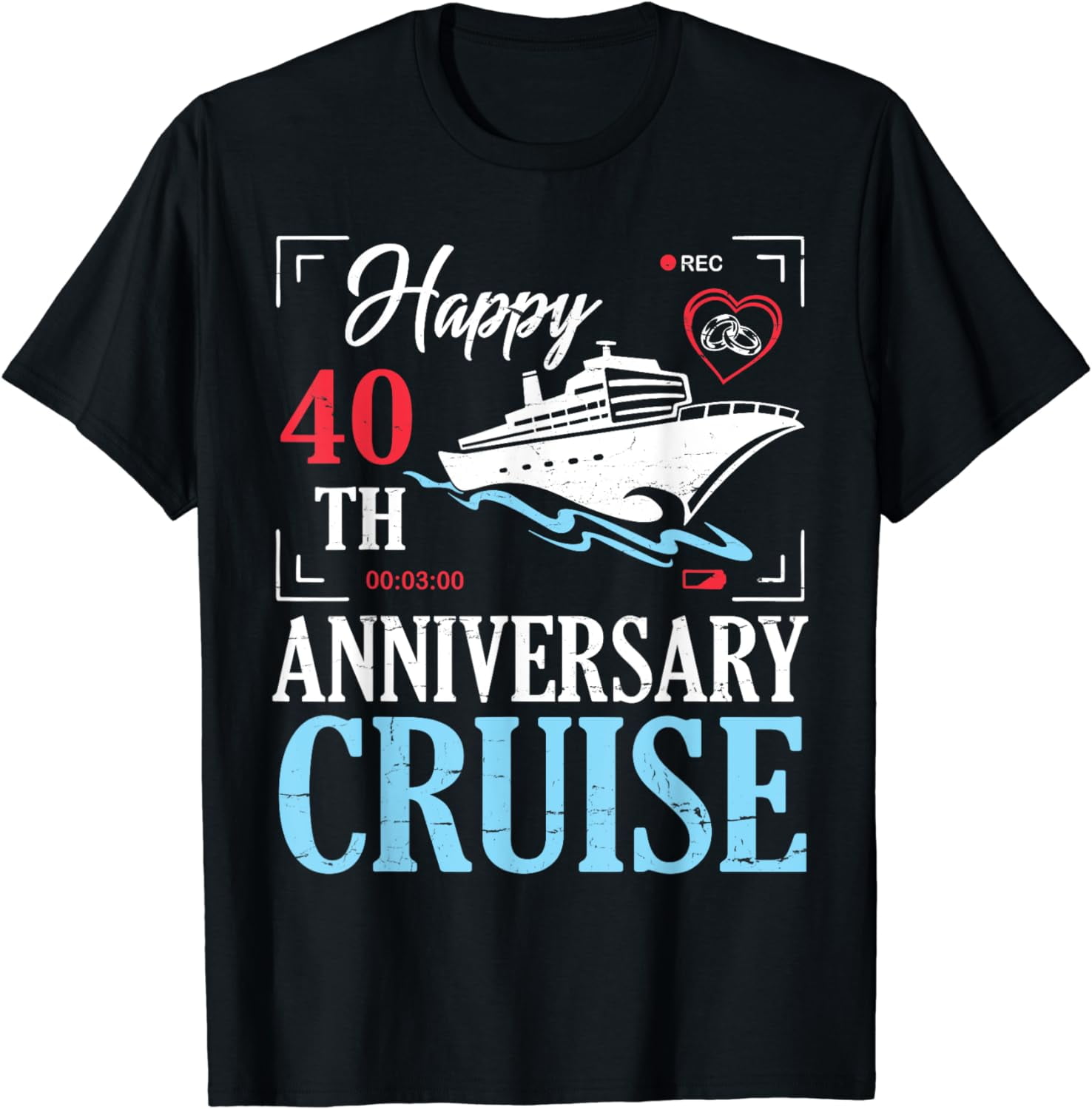 Husband Wife Happy 40th Anniversary Cruise Marriage Wedding T-Shirt ...