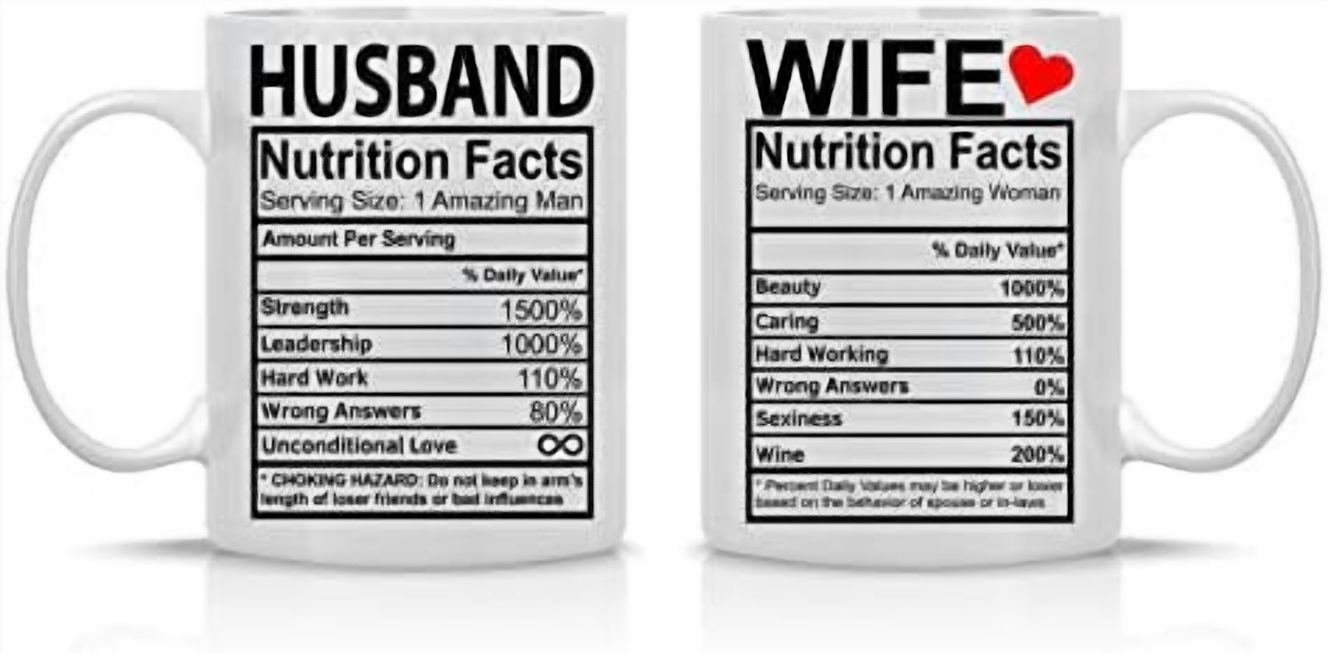 Husband And Wife Nutrition Facts - 11oz Ceramic Coffee Mug Couples Sets ...