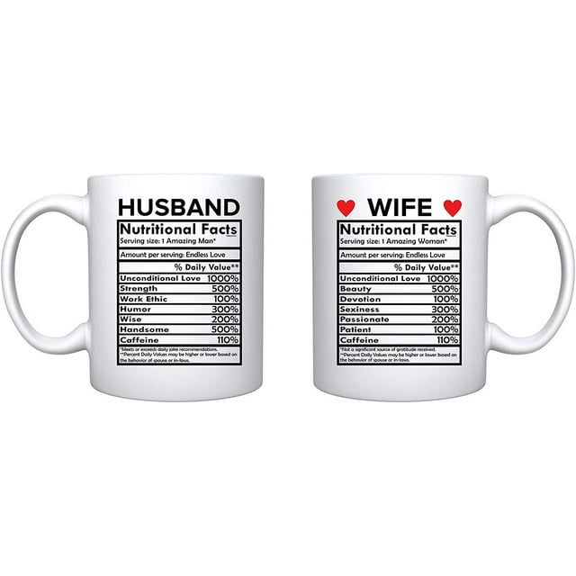Husband Wife Nutritional Facts Couple White Ceramic Coffee Mug For ...