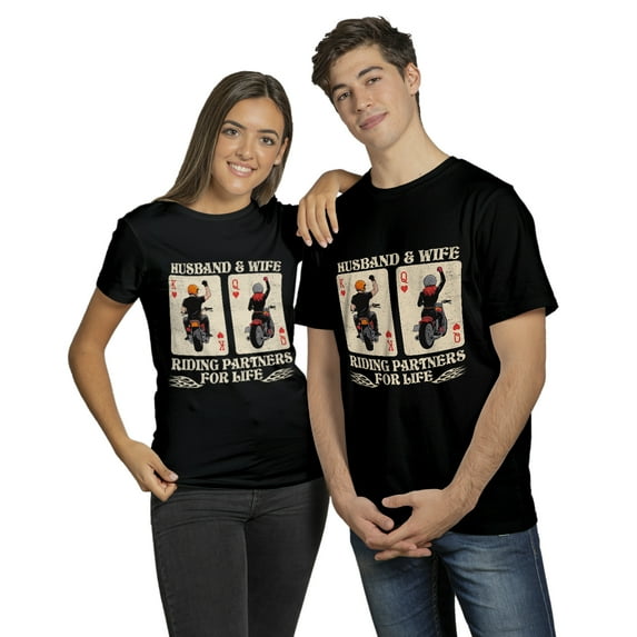 Husband and Wife Matching Biker T-Shirt – Riding Partners for Life ...