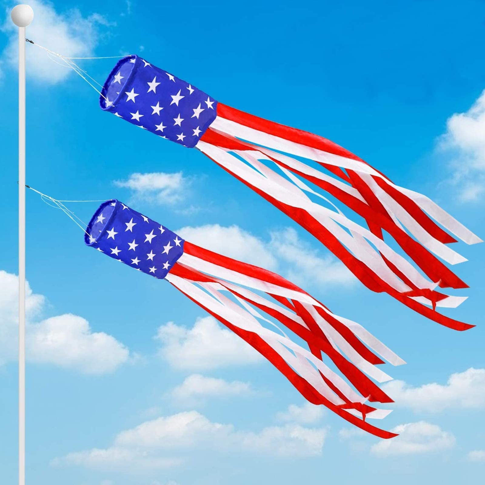 Husfou 2pcs American Flag Windsock for Independence Day, 4th of July ...