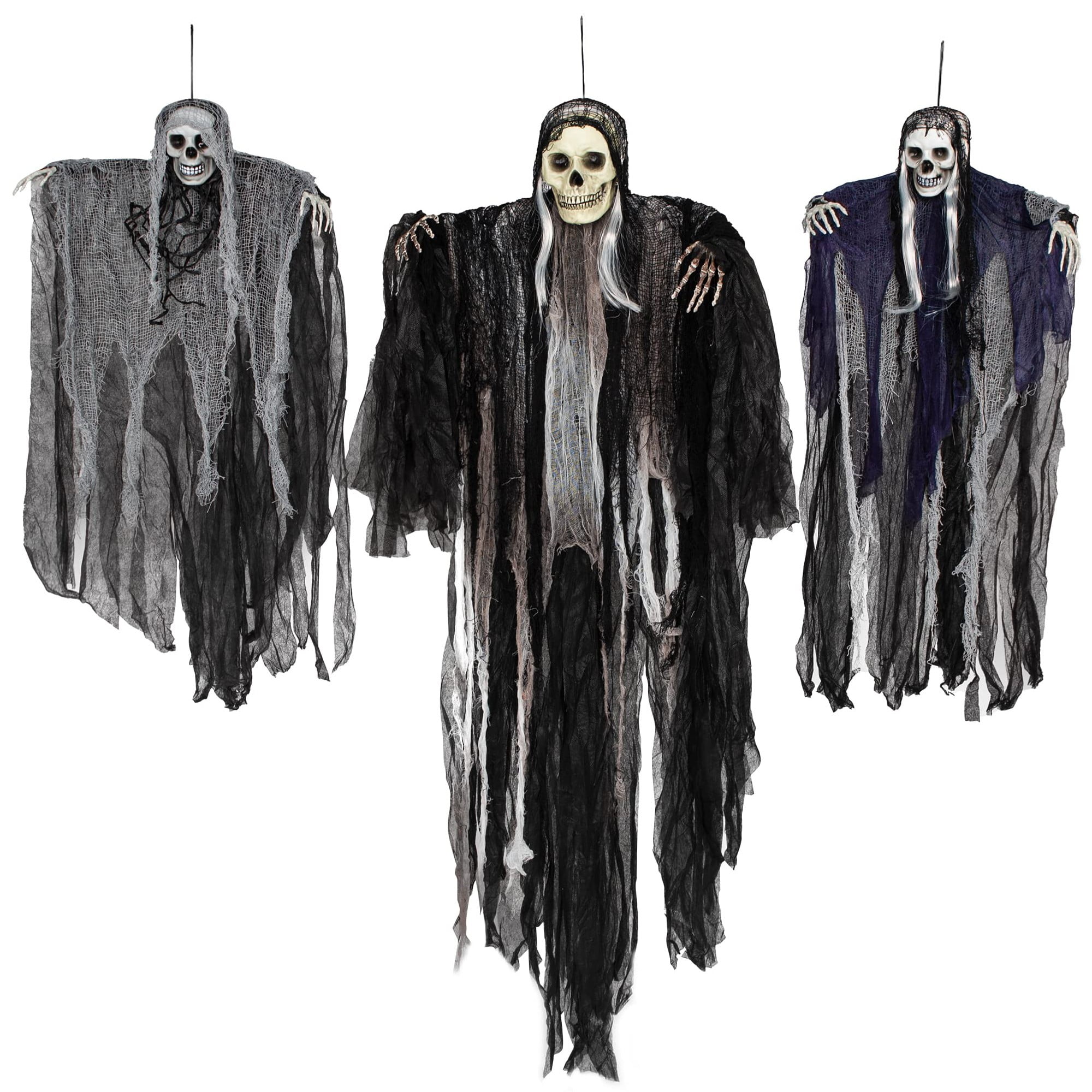 Husfou 3 Pack Halloween Hanging Skeleton Ghost Decorations, Grim ...