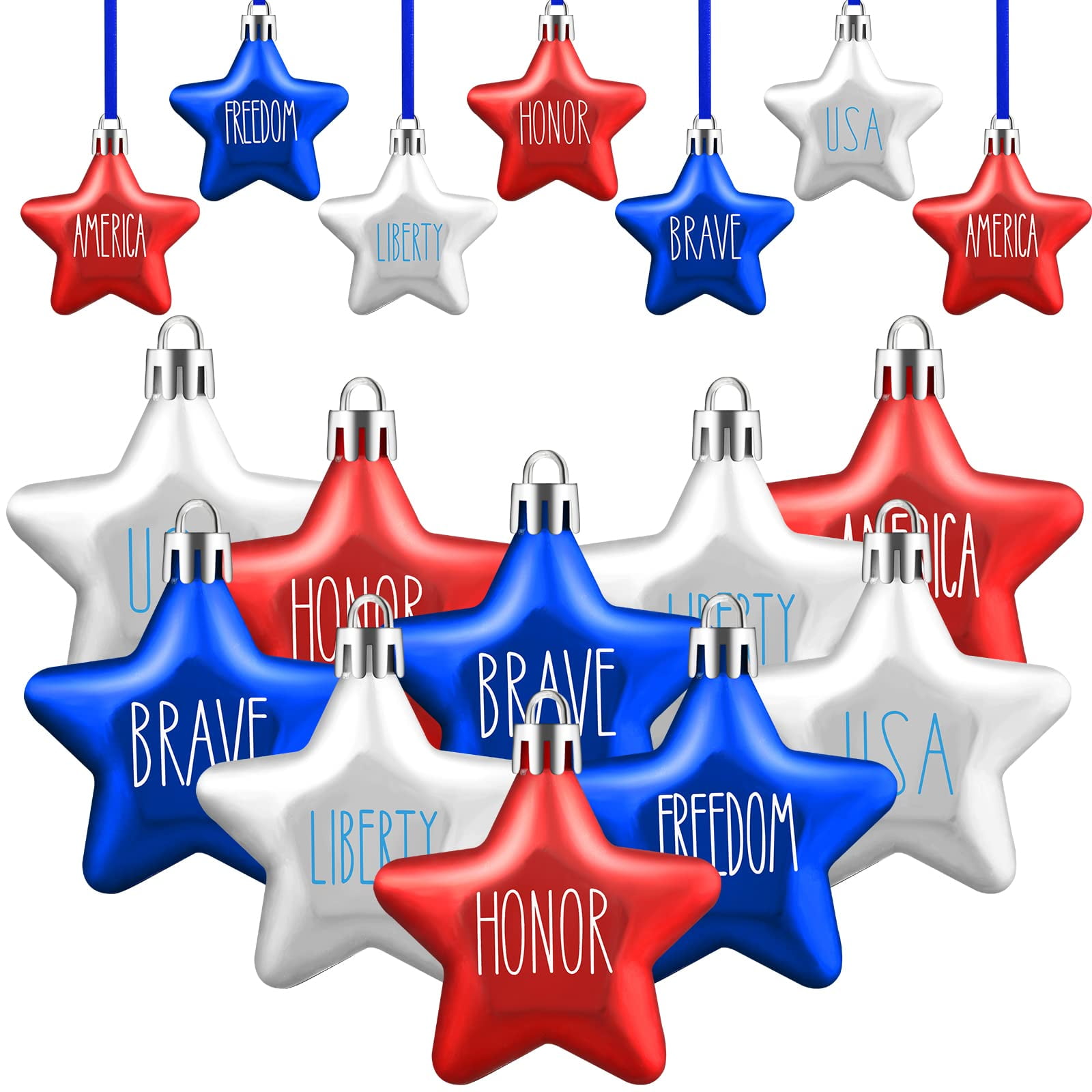 Husfou 36pcs Patriotic Star Decoration, 4th of July Hanging Ornaments ...