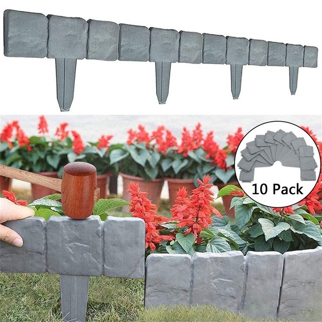 Husfou 10 Pack Plastic Garden Edging Borders, Lawn Plant Border ...