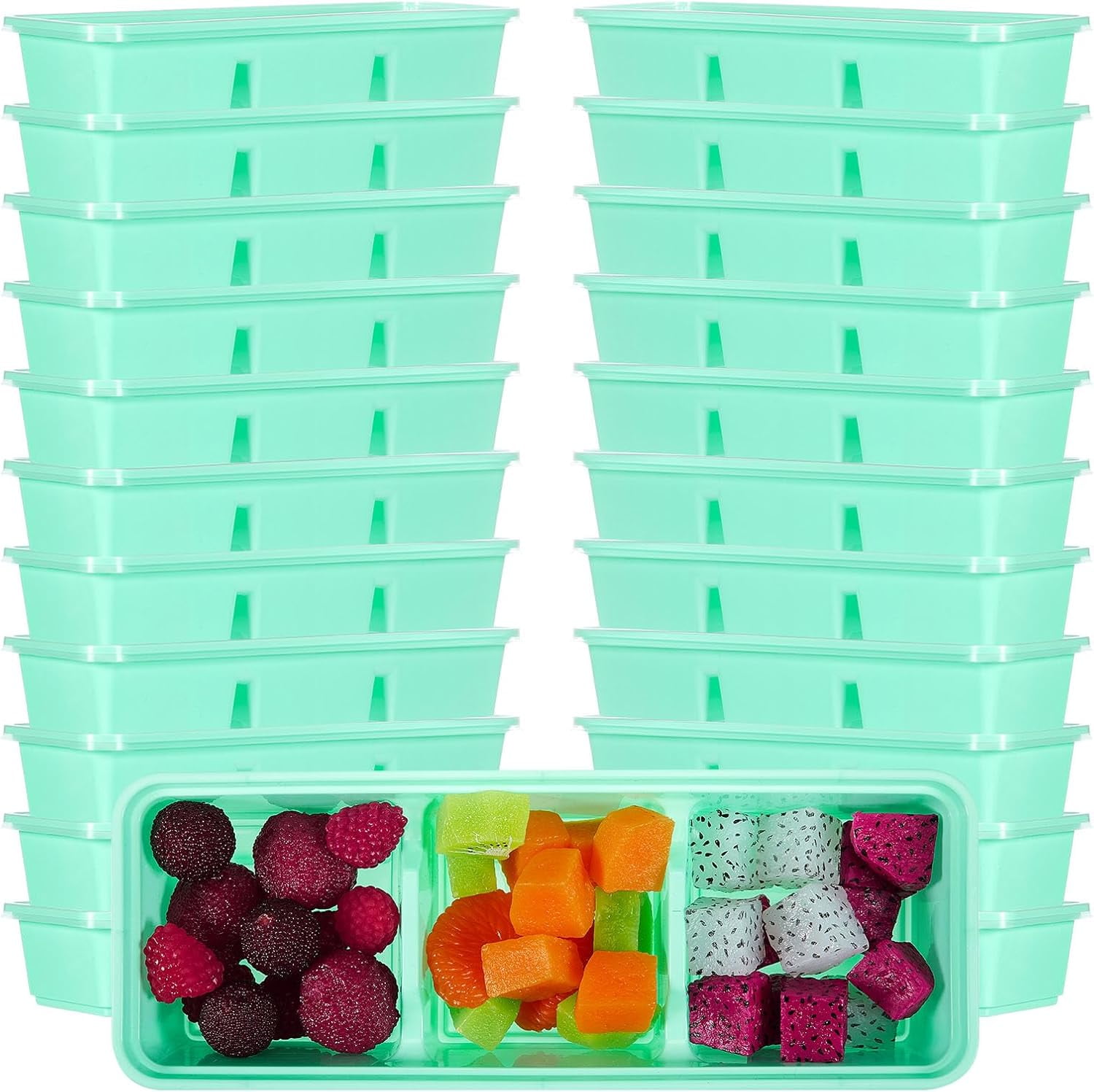 Hushee 100 Pack 17 oz Small Meal Prep Containers 3 Compartments with ...