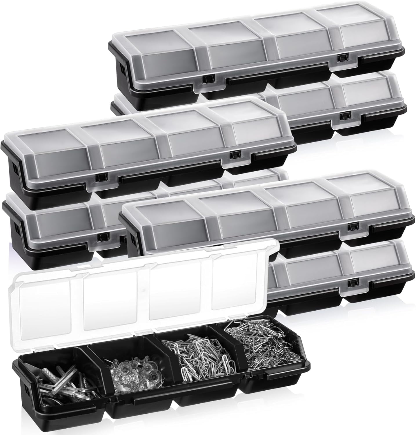 Hushee 6 Pack Screw Organizer Box with Lids 4 Compartments Tool Bin ...