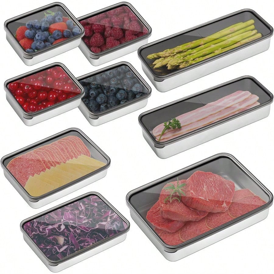 Hushee 9 Pack Bacon Cheese Container For Refrigerator 304 Stainl Steel ...
