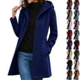 Husipze Women Winter Casual Single Breasted Hooded Jacket Pea Coat Long ...