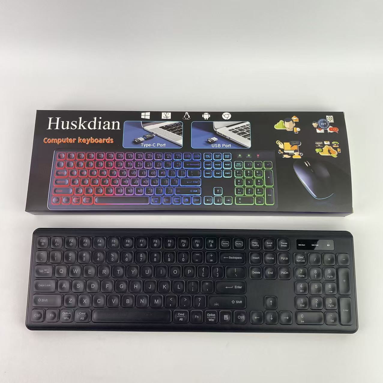 Huskdian Computer keyboards,Wireless Keyboard - RGB Backlit ...