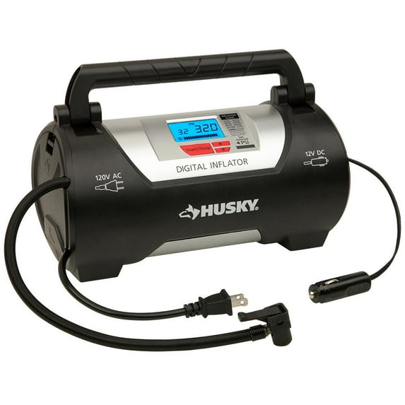 Husky Portable Tire Air Compressor, 12/120 Volt Corded Electric for ...