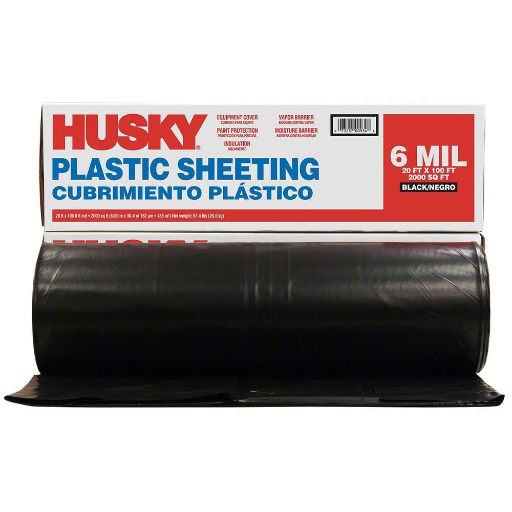 Husky 20' X 100' 6 ML Polyethylene Black Plastic Sheeting - Walmart.com
