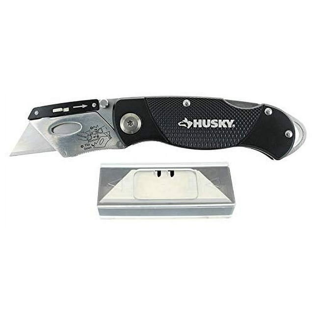 Husky 21113 Folding Sure-Grip Lock Back Utility Knife w/ 10 Disposable ...