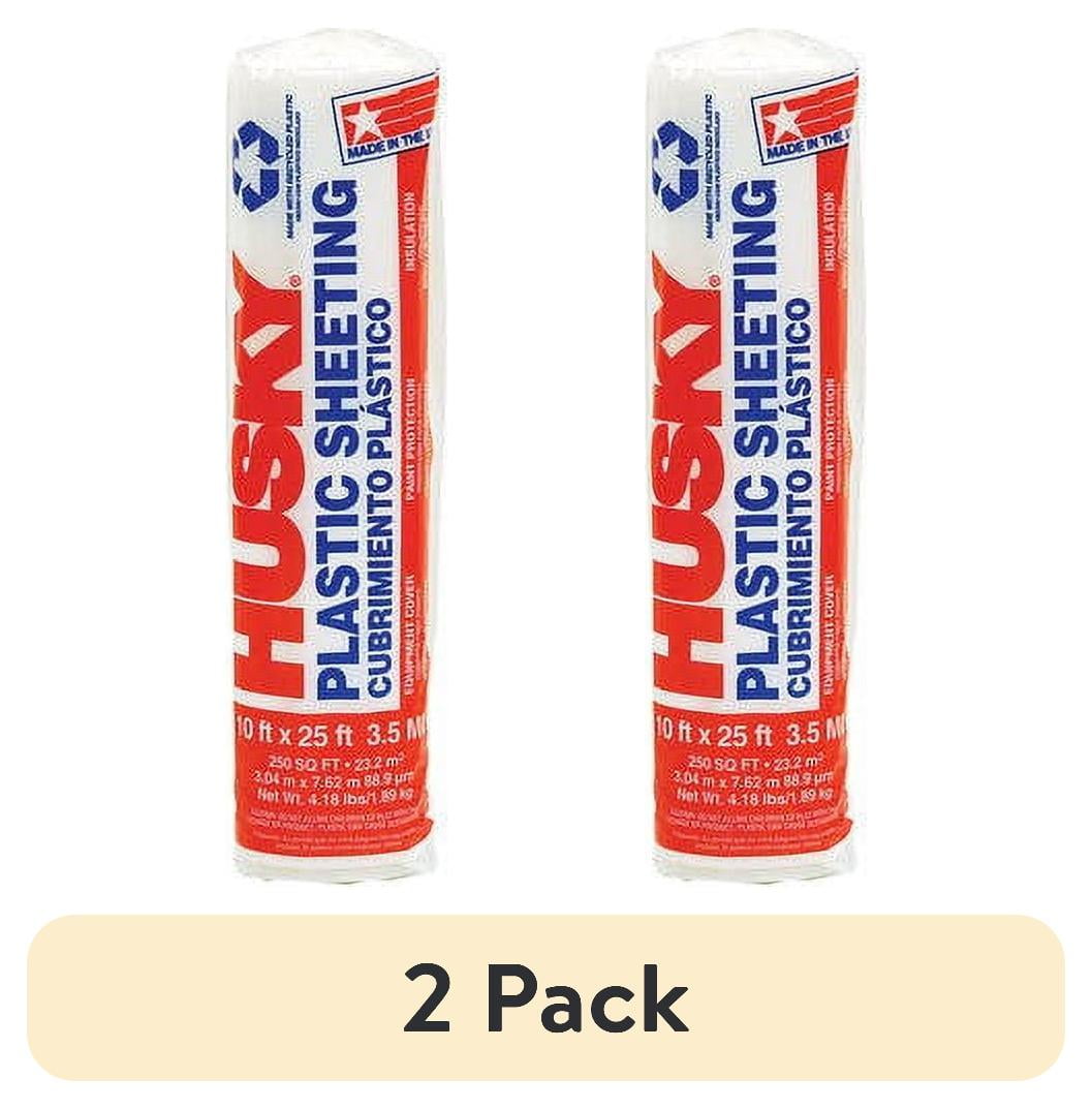(2 pack) Husky 3.5 Mil Clear Polyethylene Plastic Sheeting, 10 Ft x 25 ...