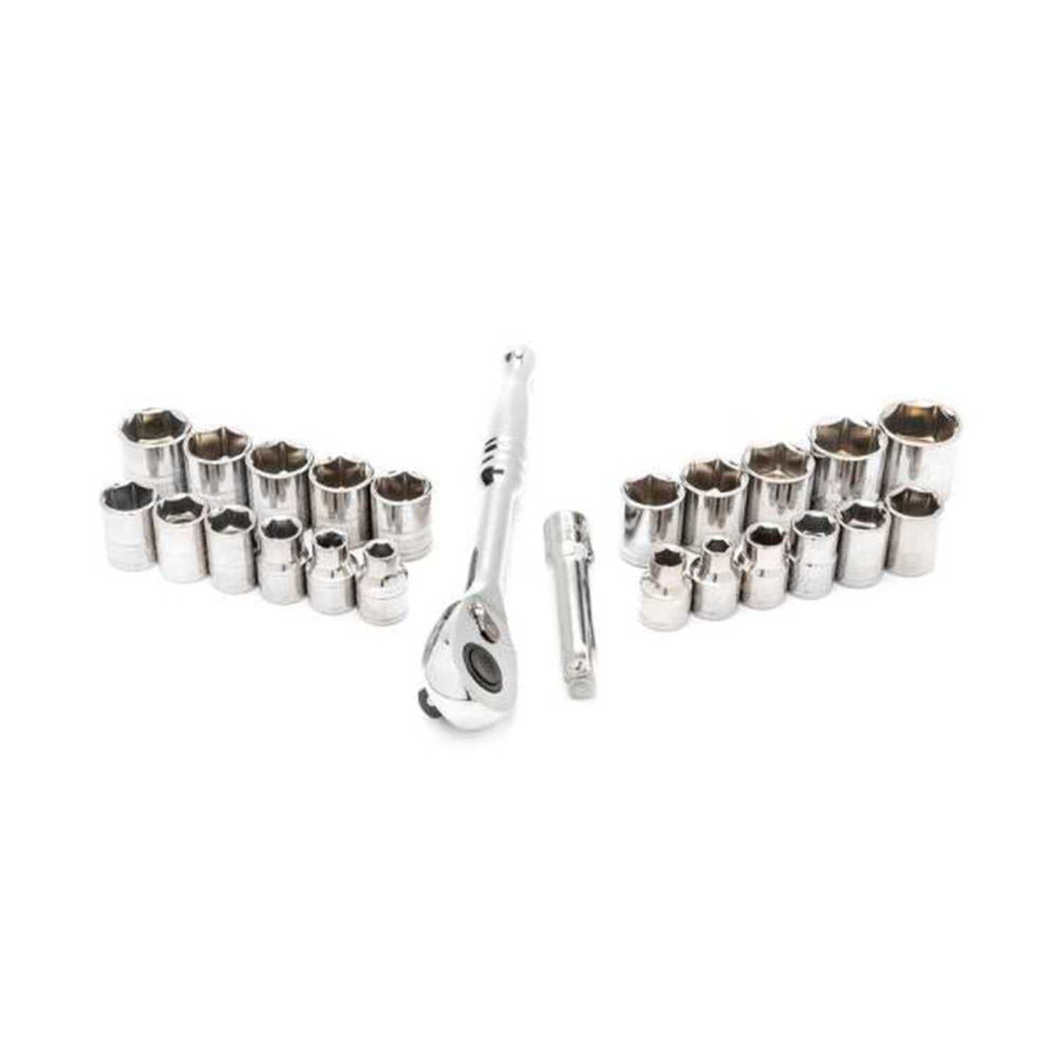 Husky 3/8 in. Drive Ratchet SAE/Metric Standard Socket Set (24-Piece ...