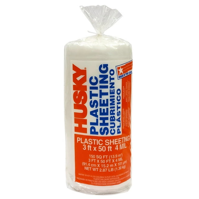 Husky 4 Mil 3x50 Clear Plastic Sheeting Drop Cloth - Walmart.com