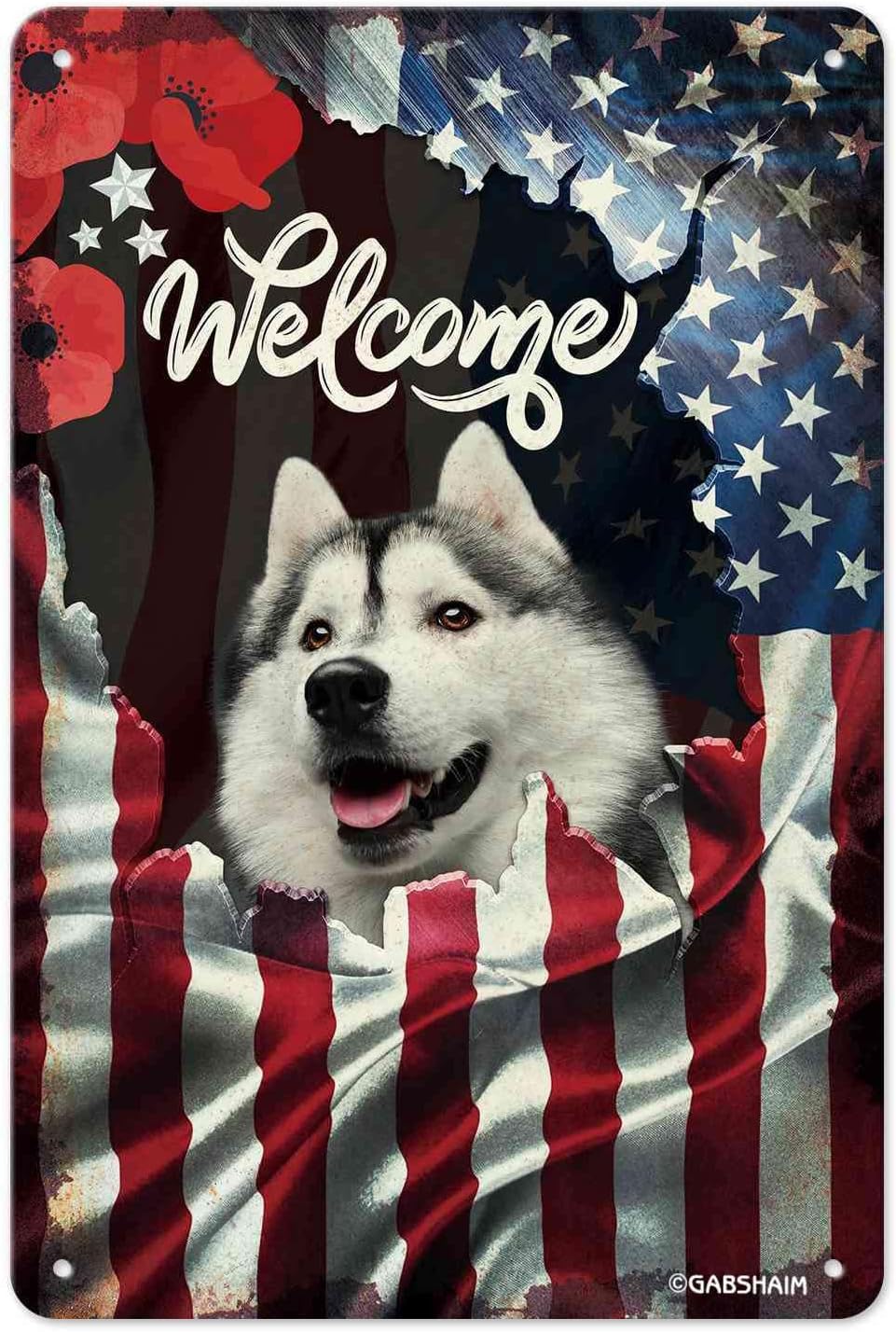 Husky 4Th Of July Metal Sign Funny Patriotic Independence Day Tin Signs ...