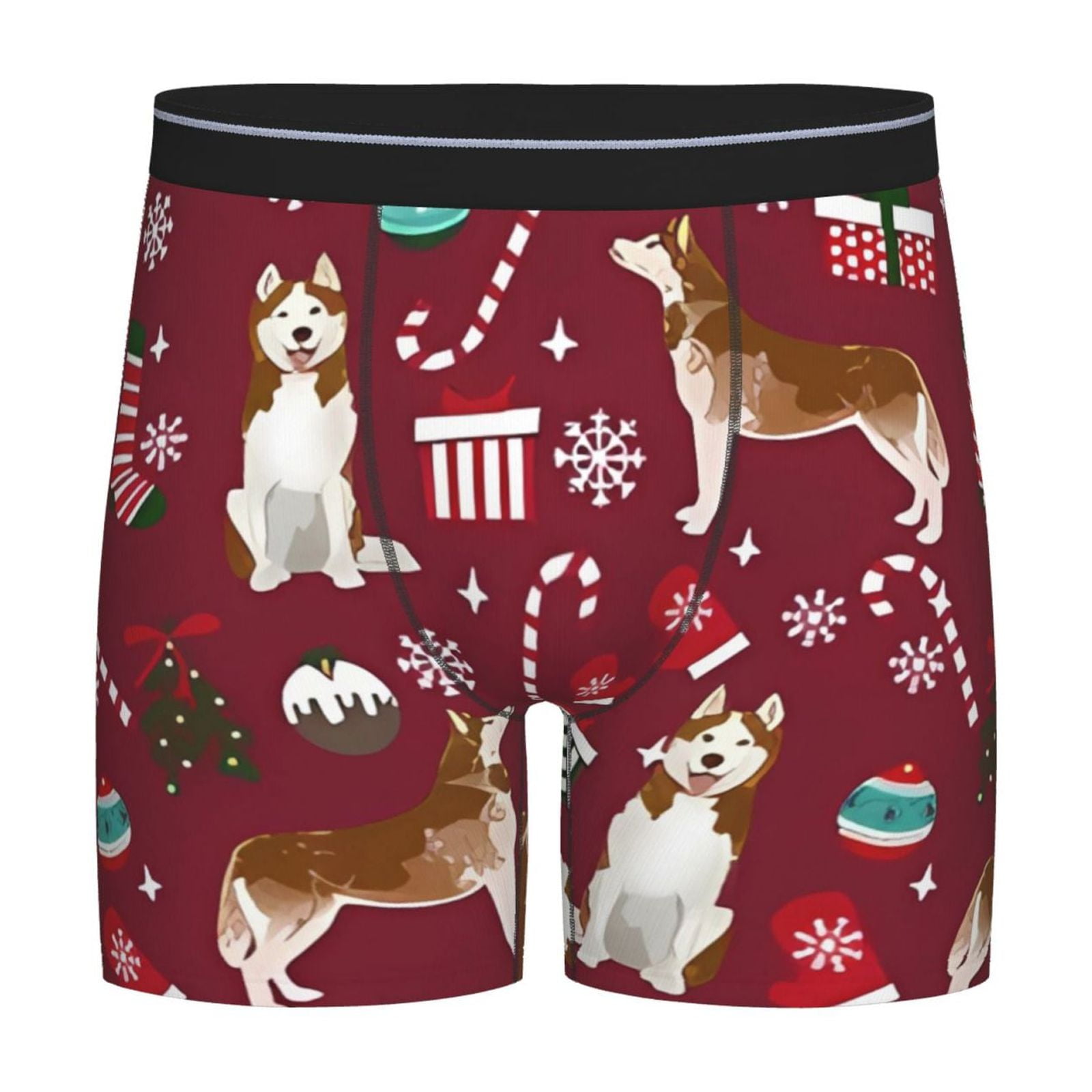 Husky Candy Canes Stockings Holiday Dog Ruby Underwear For Men,Soft ...