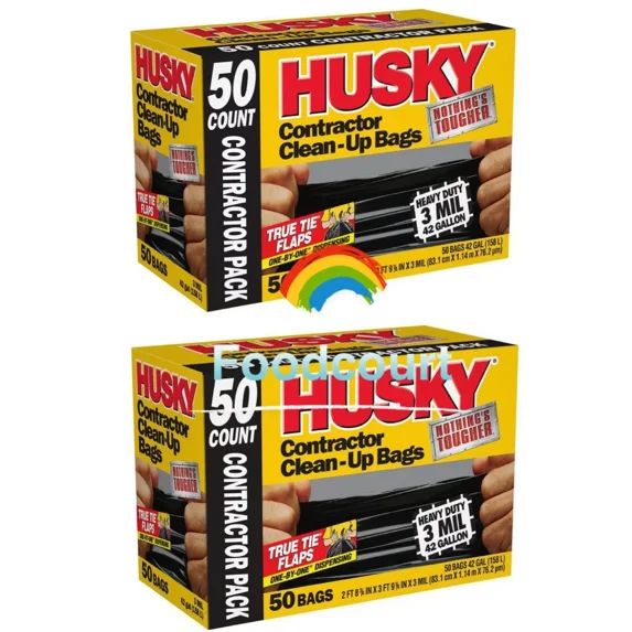 Husky Contractor Clean-Up Bags Heavy Duty 3 Mil 42 Gal 50 ct Each Pack ...