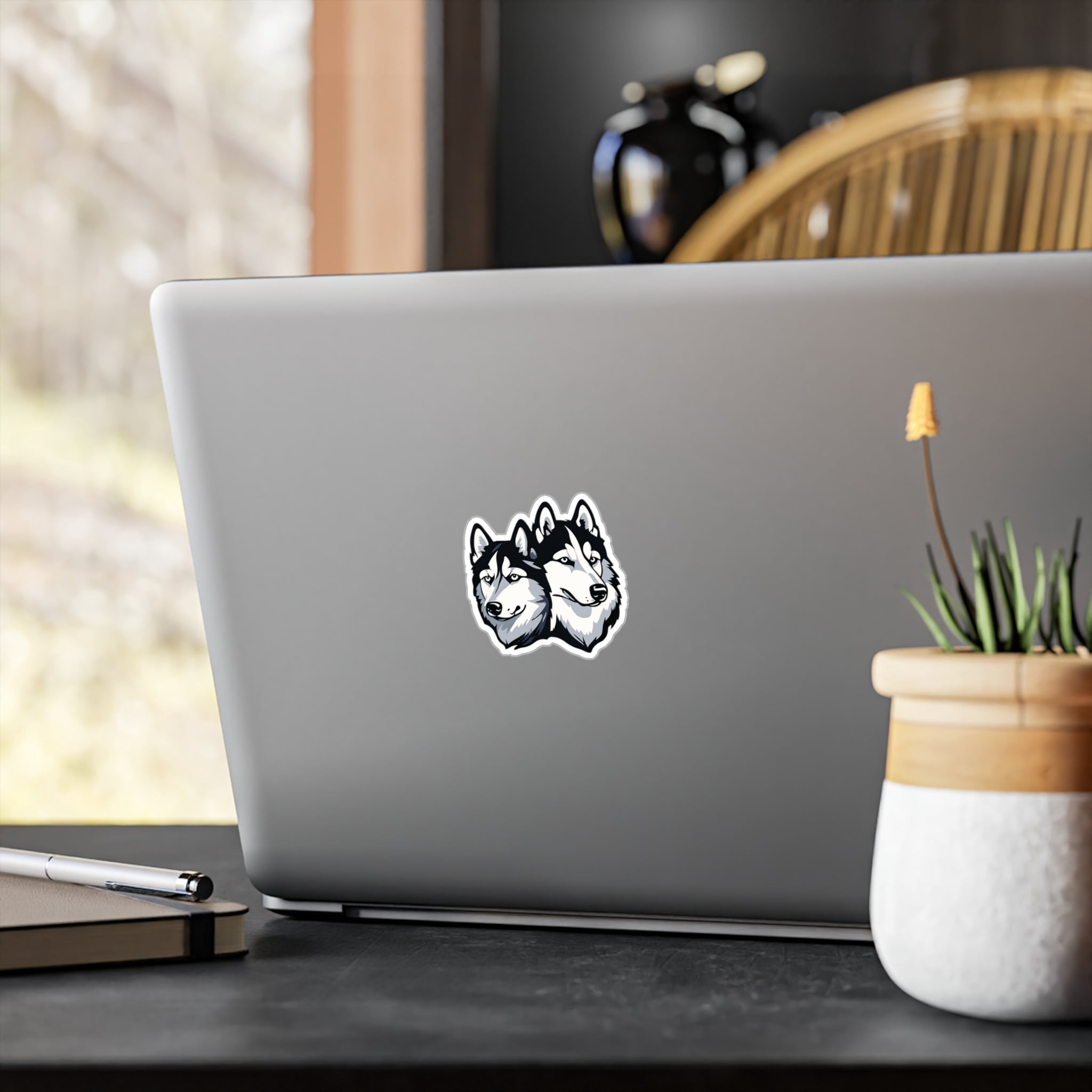 Husky Couple Car Bumper Sticker Laptop Decor Kiss-Cut Vinyl Decal ...
